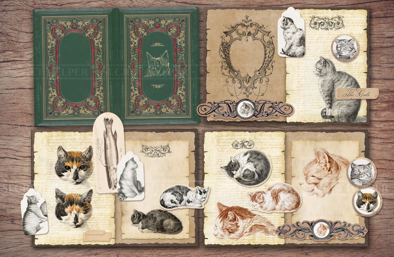Cats Junk Journal Kit (printable JPG Pages With Ephemera, Cover ...