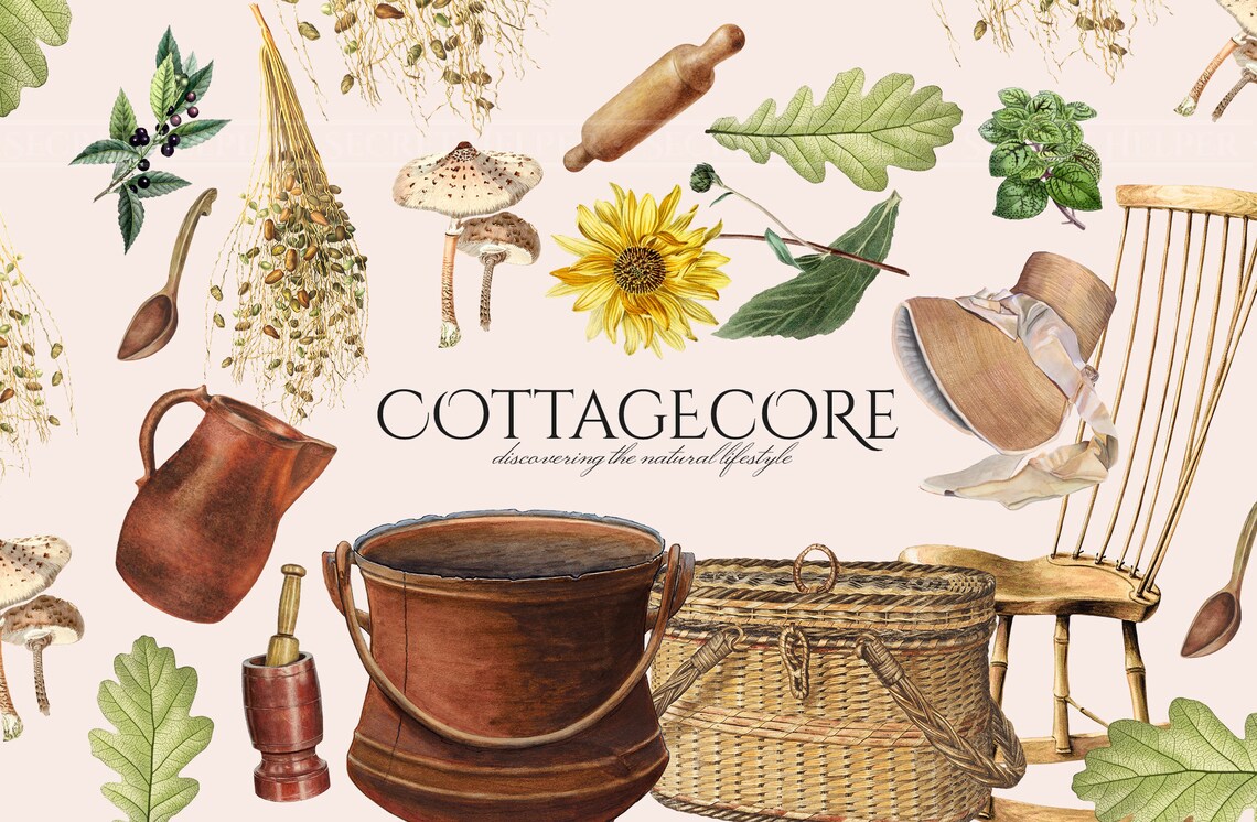 Cottagecore Clipart in PNG Country Chic Green Witch Cottage - Etsy Canada