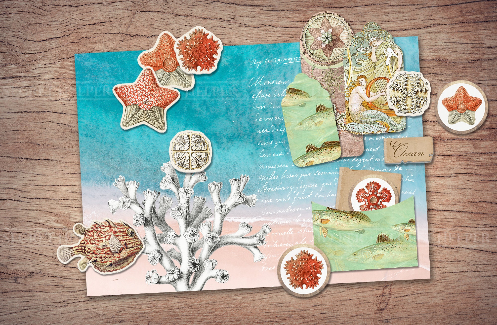 Ocean Junk Journal Kit (printable JPG Pages With Ephemera, Cover ...
