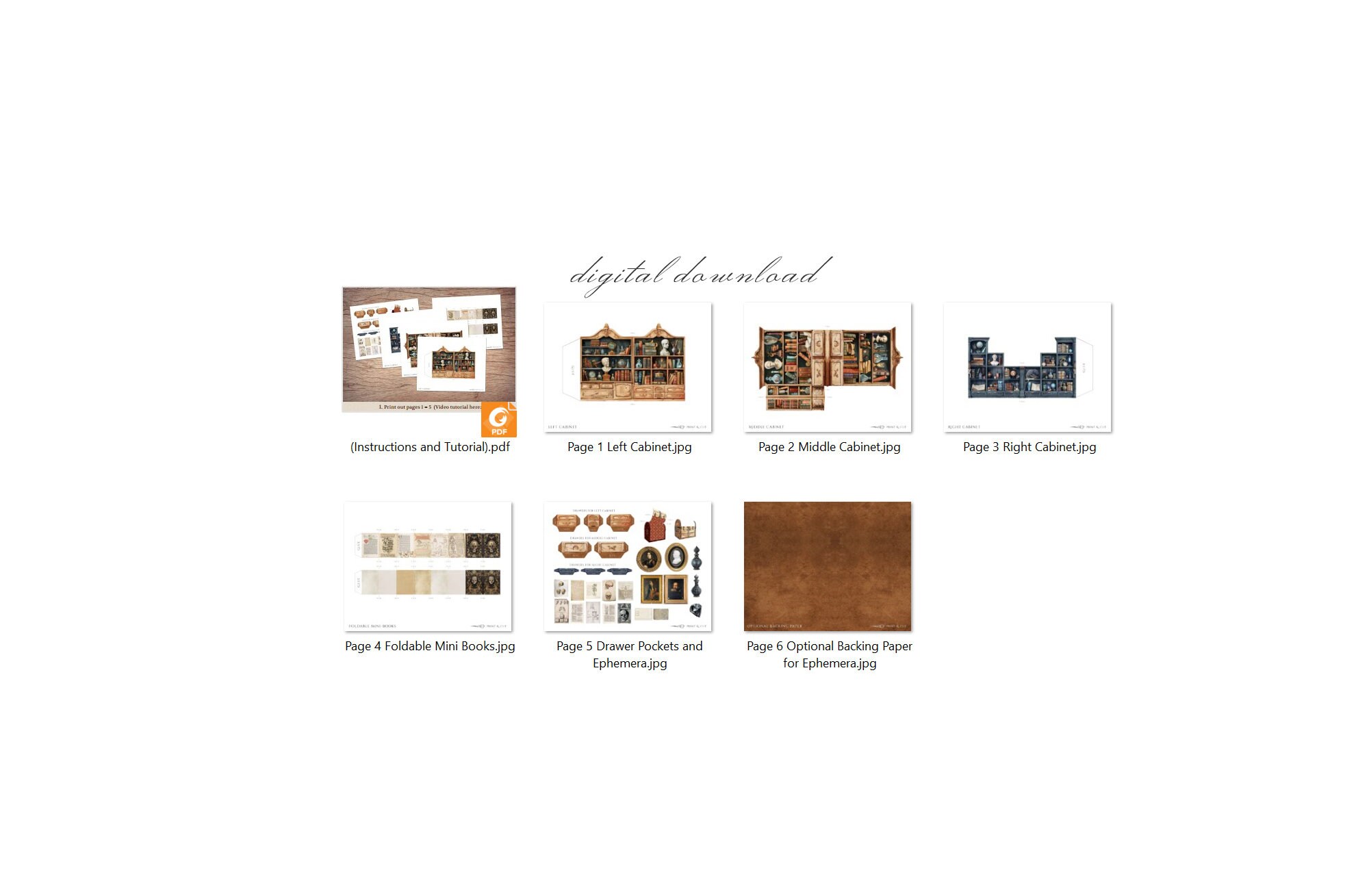 Dark Academia Folio Kit (printable JPG Pages With Ephemera), Cabinet of ...