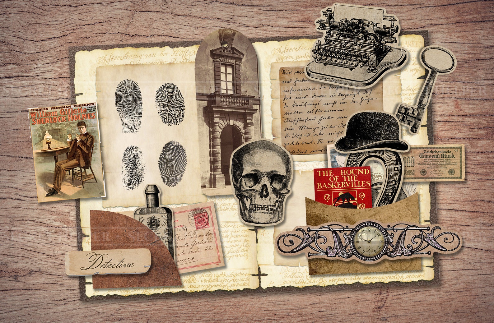 Detective Junk Journal Kit (printable JPG Pages With Ephemera, Cover ...