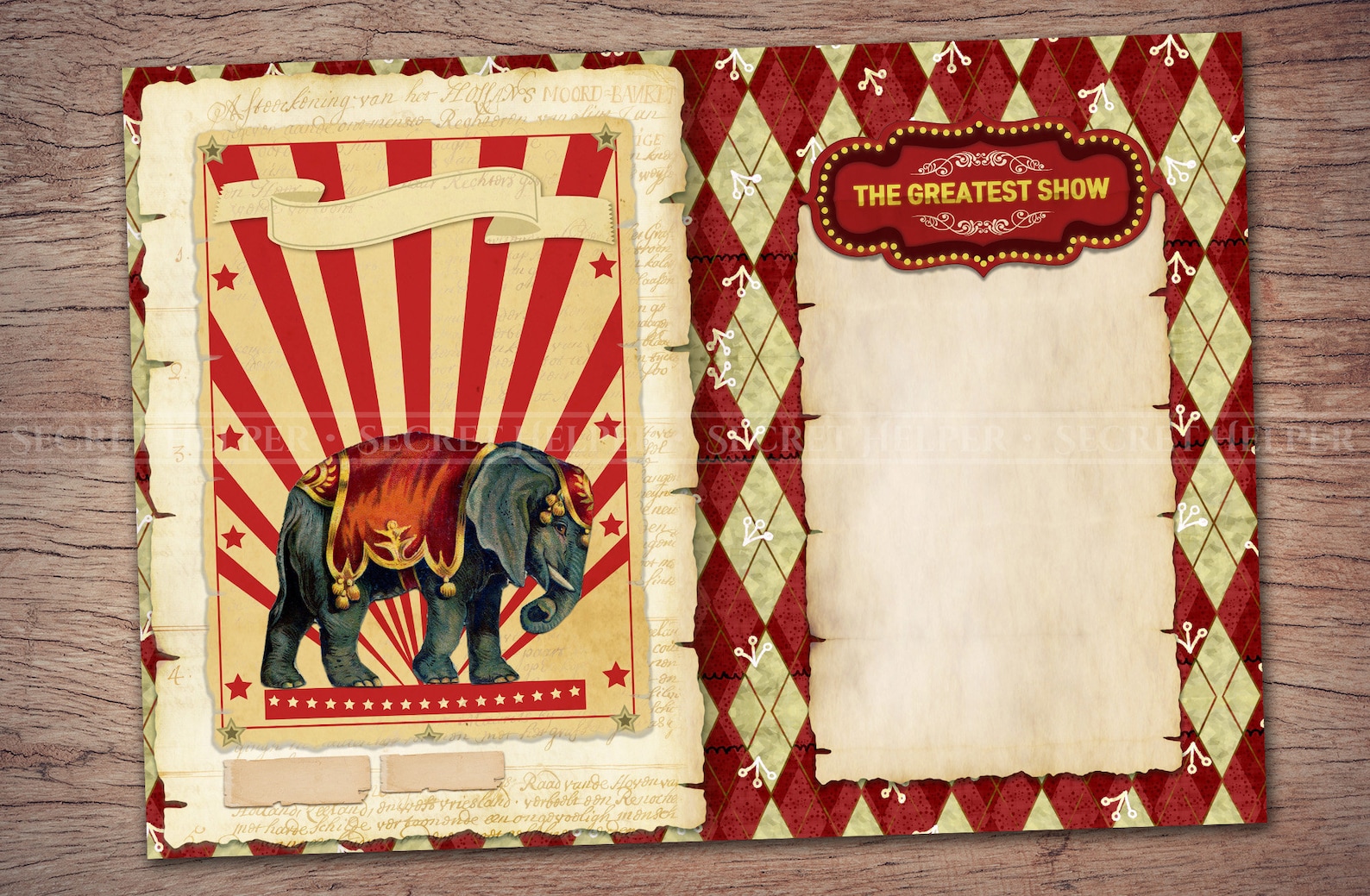 Circus Junk Journal Kit printable JPG Pages With Ephemera, Cover ...