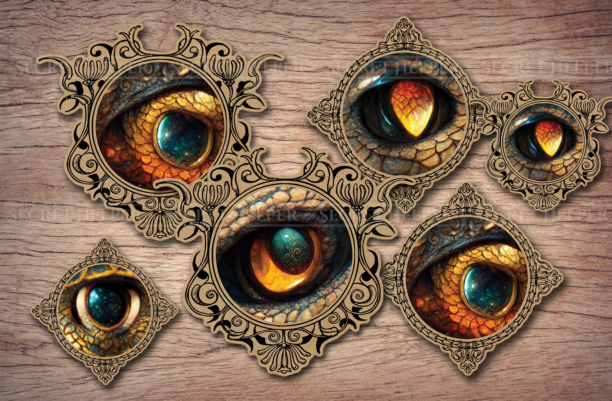 Printable Dragon Eyes (PNG, PDF Collage Sheet), Fantasy Ephemera, Tags ...