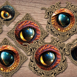 Printable Dragon Eyes (PNG, PDF Collage Sheet), Fantasy Ephemera, Tags ...