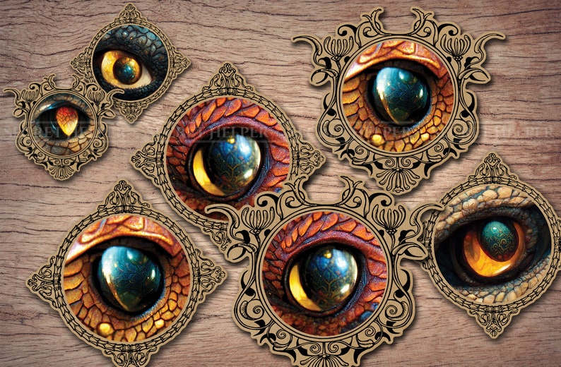 Printable Dragon Eyes (PNG, PDF Collage Sheet), Fantasy Ephemera, Tags ...