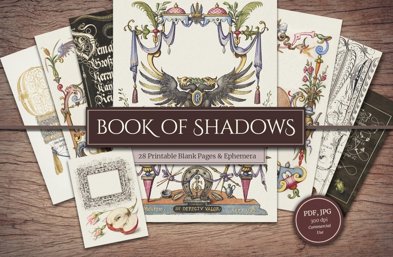Printable Book of Shadows: Vintage Grimoire Spellbook Pages (digital ...