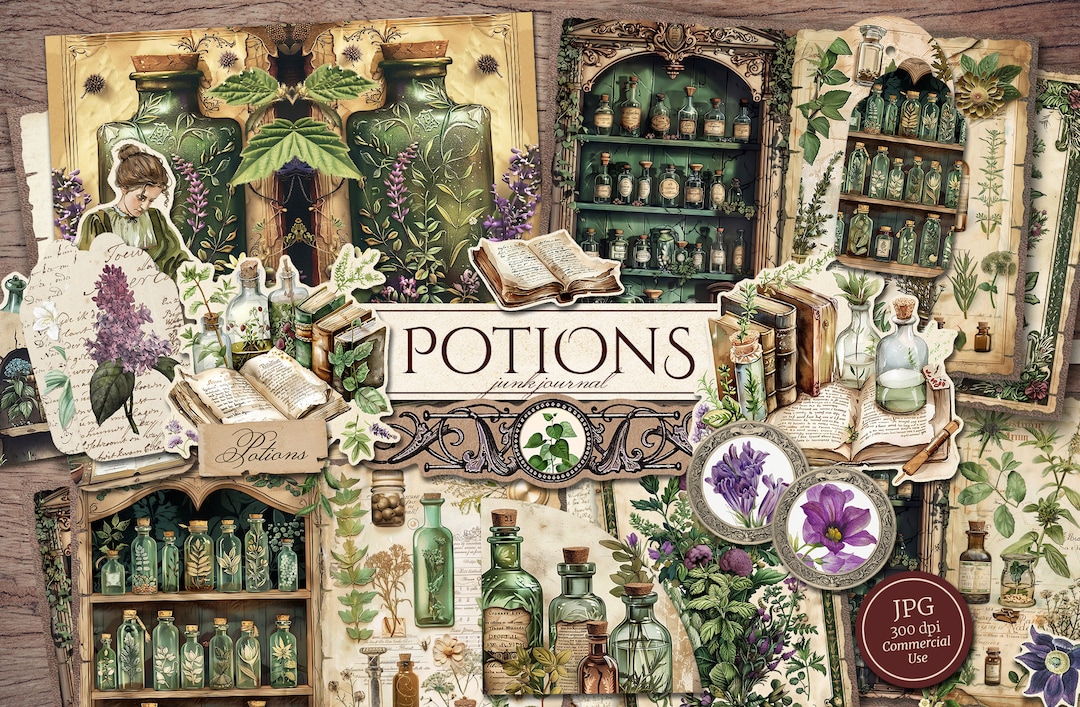 Potions Junk Journal Kit (printable JPG Pages With Ephemera, Tags ...