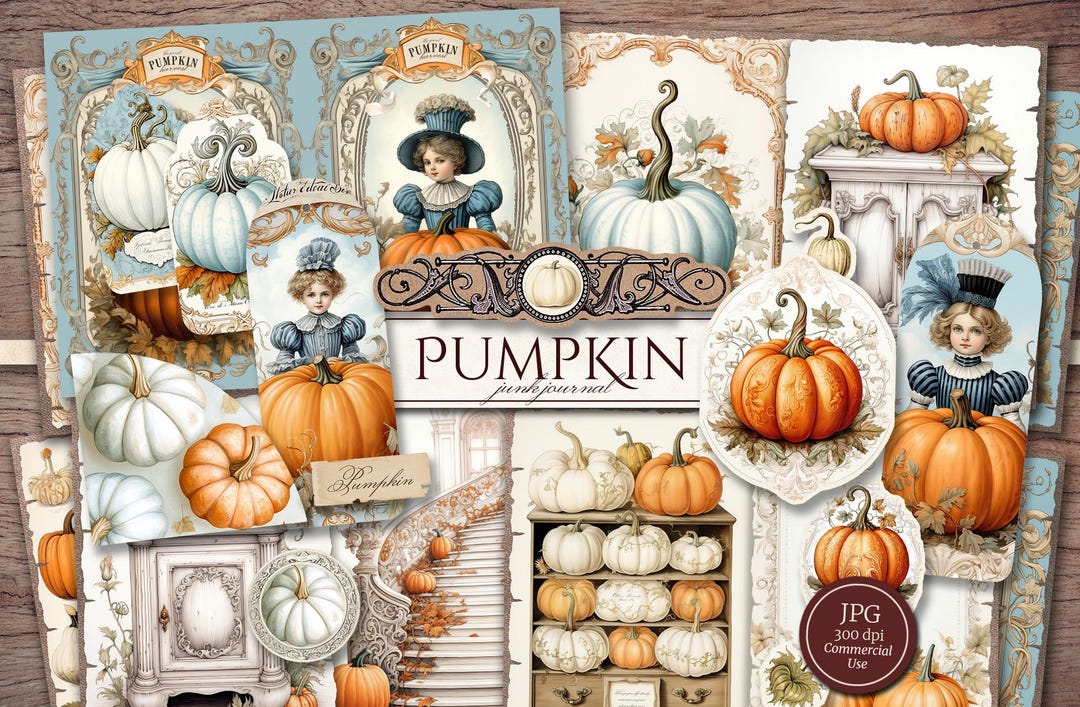 Pumpkin Junk Journal Kit (printable JPG Pages With Ephemera, Tags ...