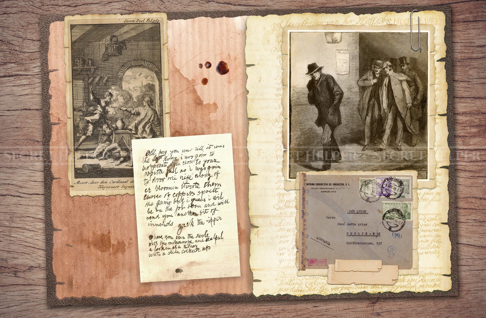 Detective Junk Journal Kit (printable JPG Pages With Ephemera, Cover ...