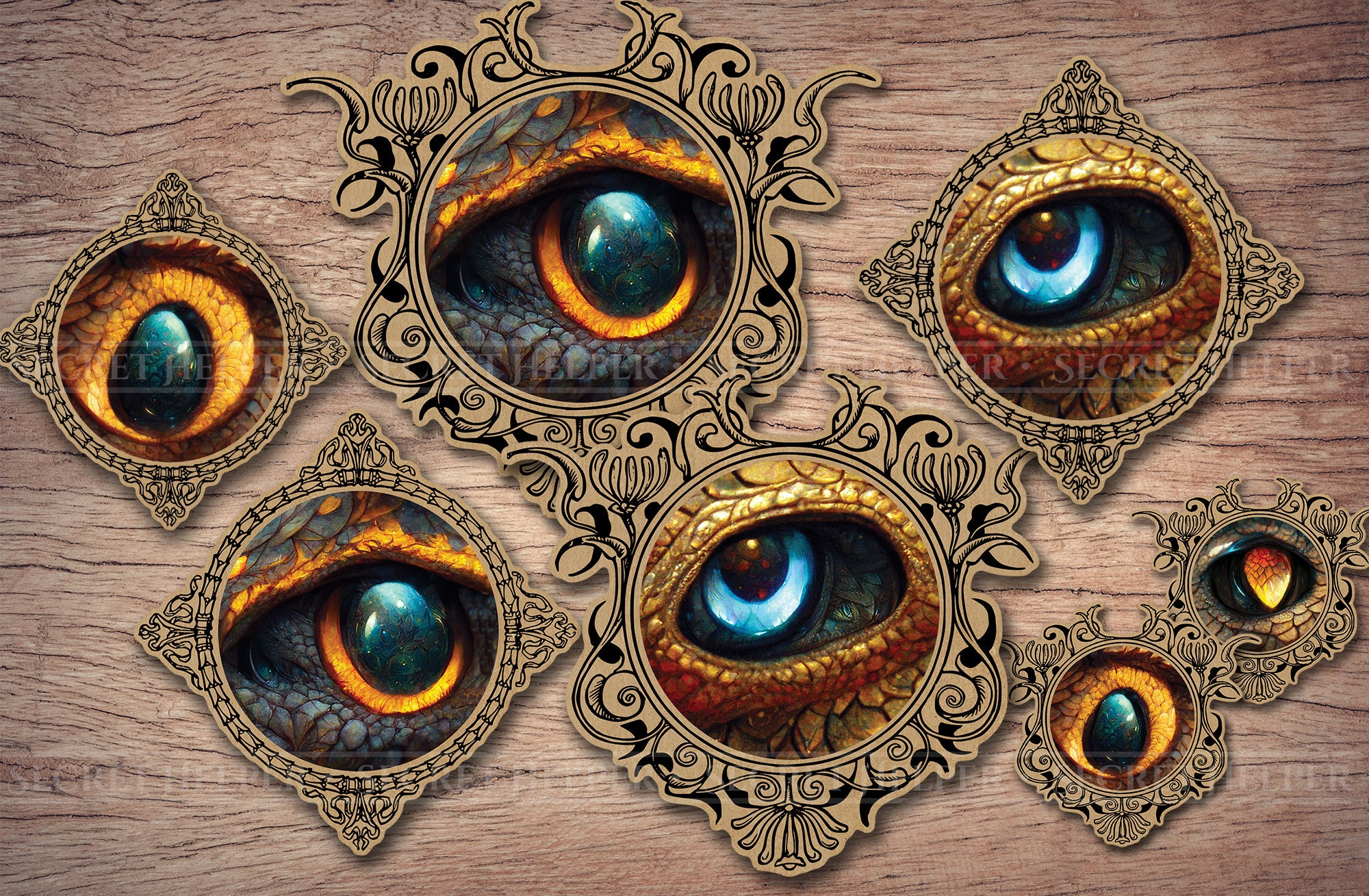 Printable Dragon Eyes (PNG, PDF Collage Sheet), Fantasy Ephemera, Tags ...