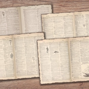 Old Dictionary Pages (printable JPG), Vintage Aged Digital Paper, Word ...