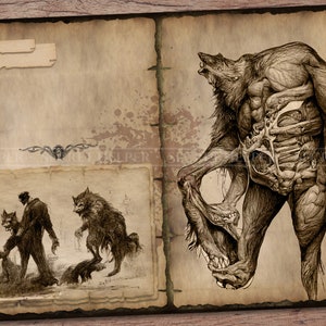 Werewolf Junk Journal Kit (printable JPG Pages, Ephemera, Cover, Tags ...
