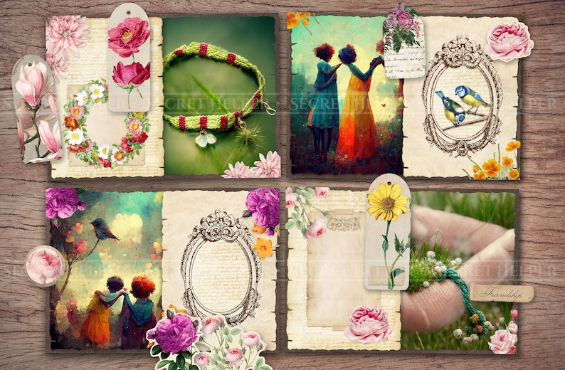 Friendship Junk Journal Kit printable JPG Pages With - Etsy
