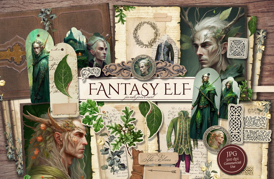 Fantasy Elf Junk Journal Kit (printable JPG Pages With Ephemera, Cover ...