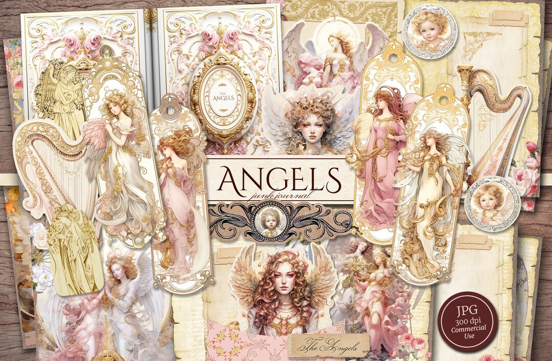 Angels Junk Journal Kit: Printable Ephemera, Inside Pages, Cover, Tags ...