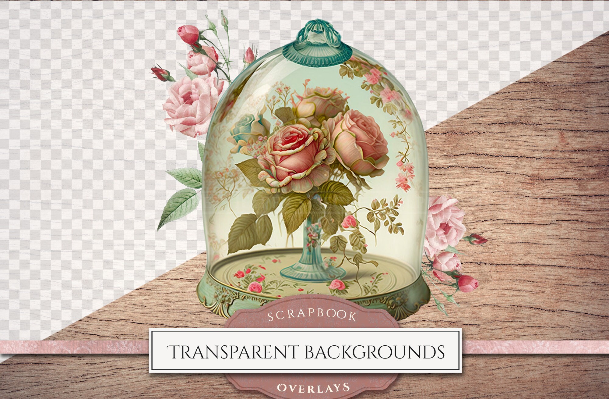 Printable Rose Bell Jars PNG & PDF Collage Sheet Flower - Etsy Australia