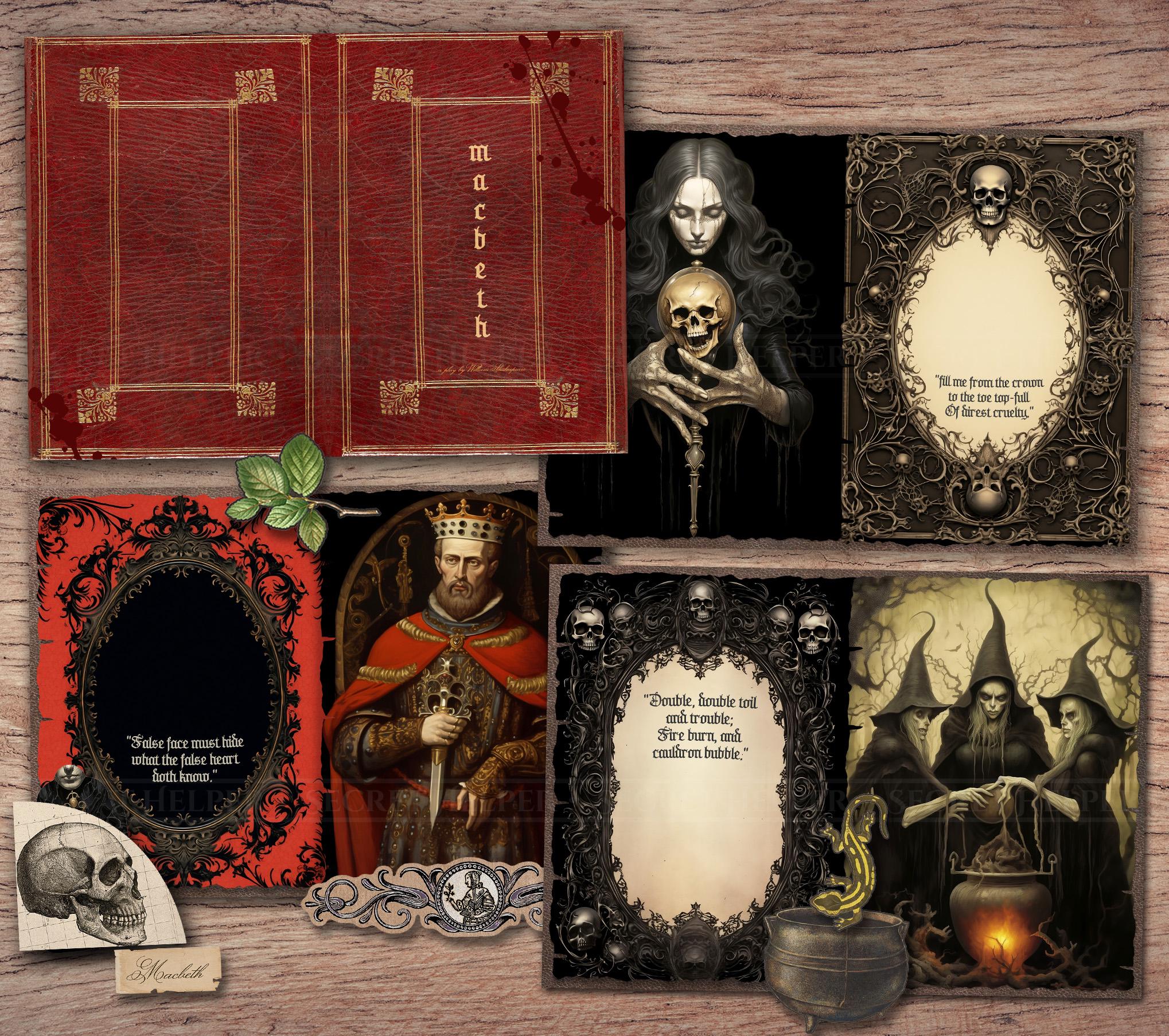 Macbeth Junk Journal Kit (printable JPG Pages With Ephemera), Medieval ...
