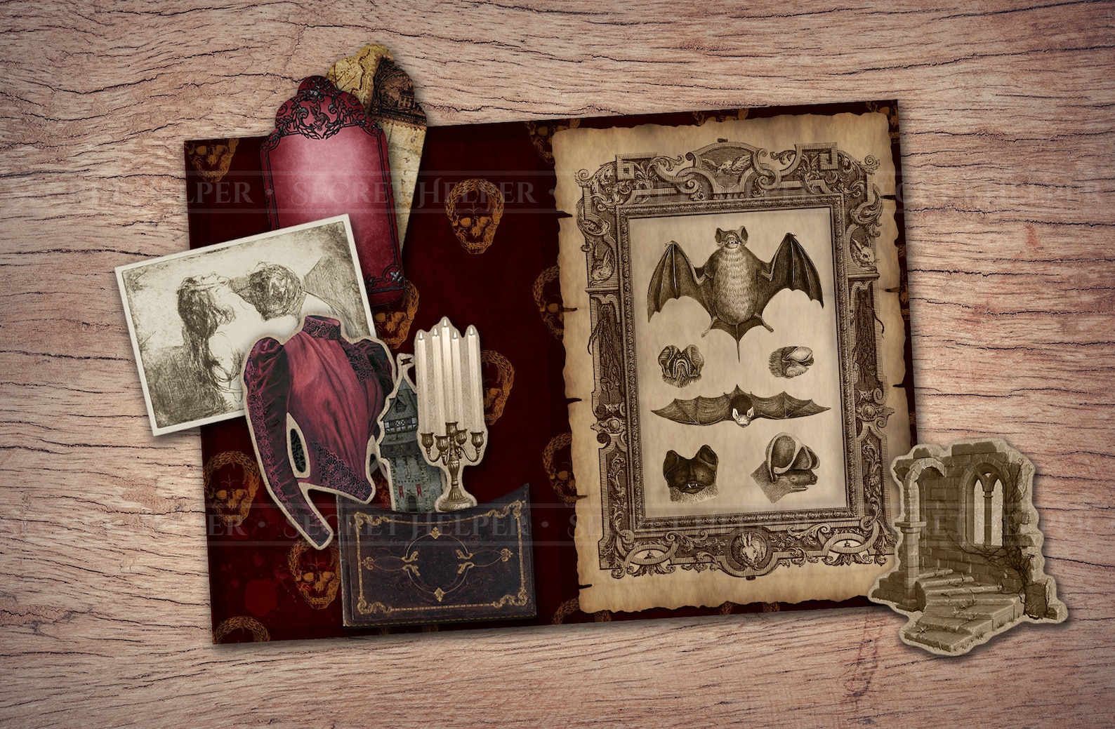 Vampire Junk Journal Kit (printable JPG Pages, Ephemera, Cover, Tags ...