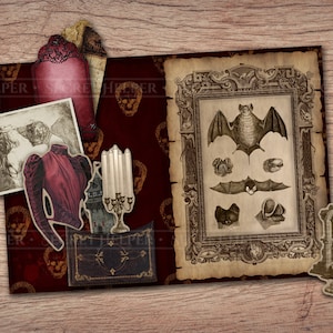 Vampire Junk Journal Kit (printable JPG Pages, Ephemera, Cover, Tags ...