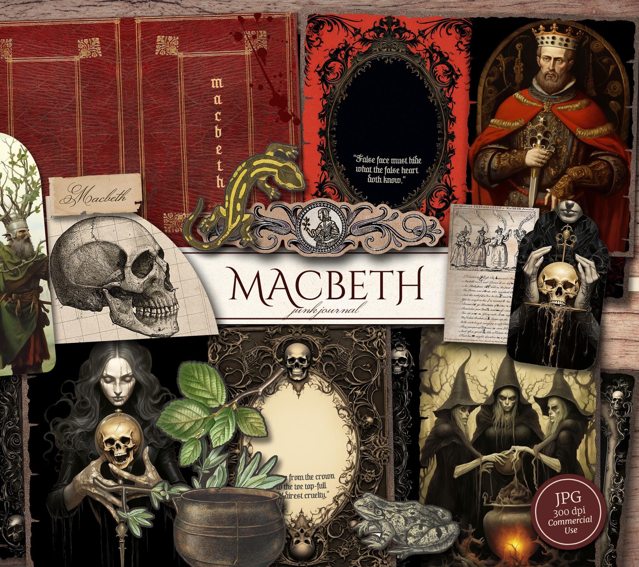 Macbeth Junk Journal Kit (printable JPG Pages With Ephemera), Medieval ...