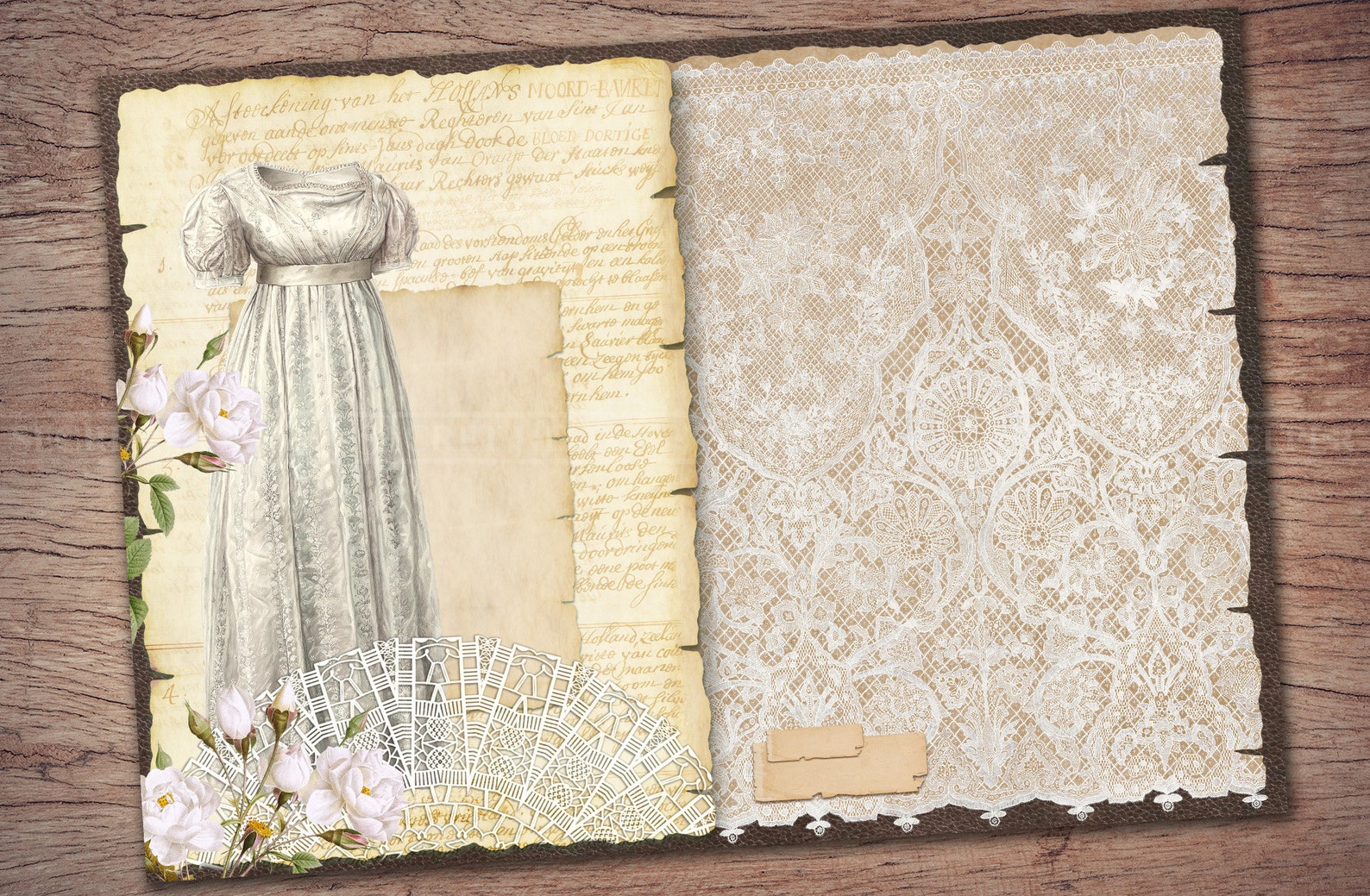 Lace Junk Journal Kit printable JPG Pages With Ephemera - Etsy