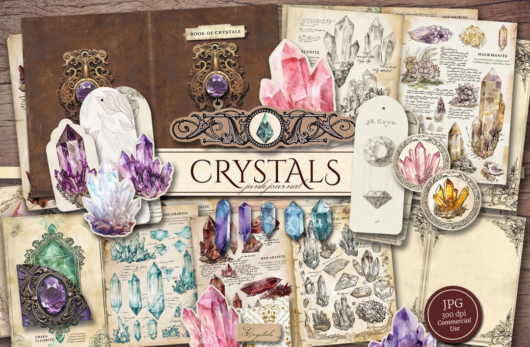 Crystal Junk Journal Kit printable JPG Pages & Ephemera Book of ...