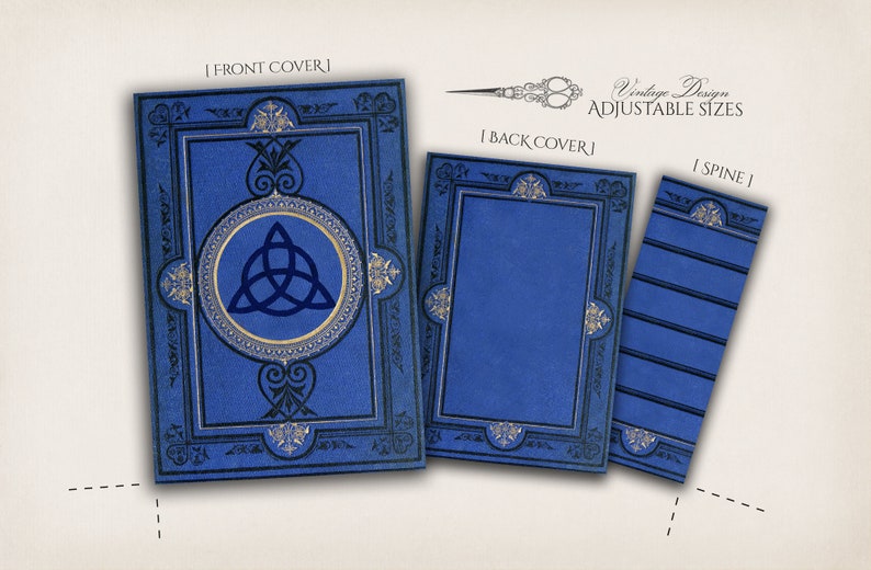Printable Blue Spellbook Cover (PDF & JPG), for Book of Shadows, Witch ...