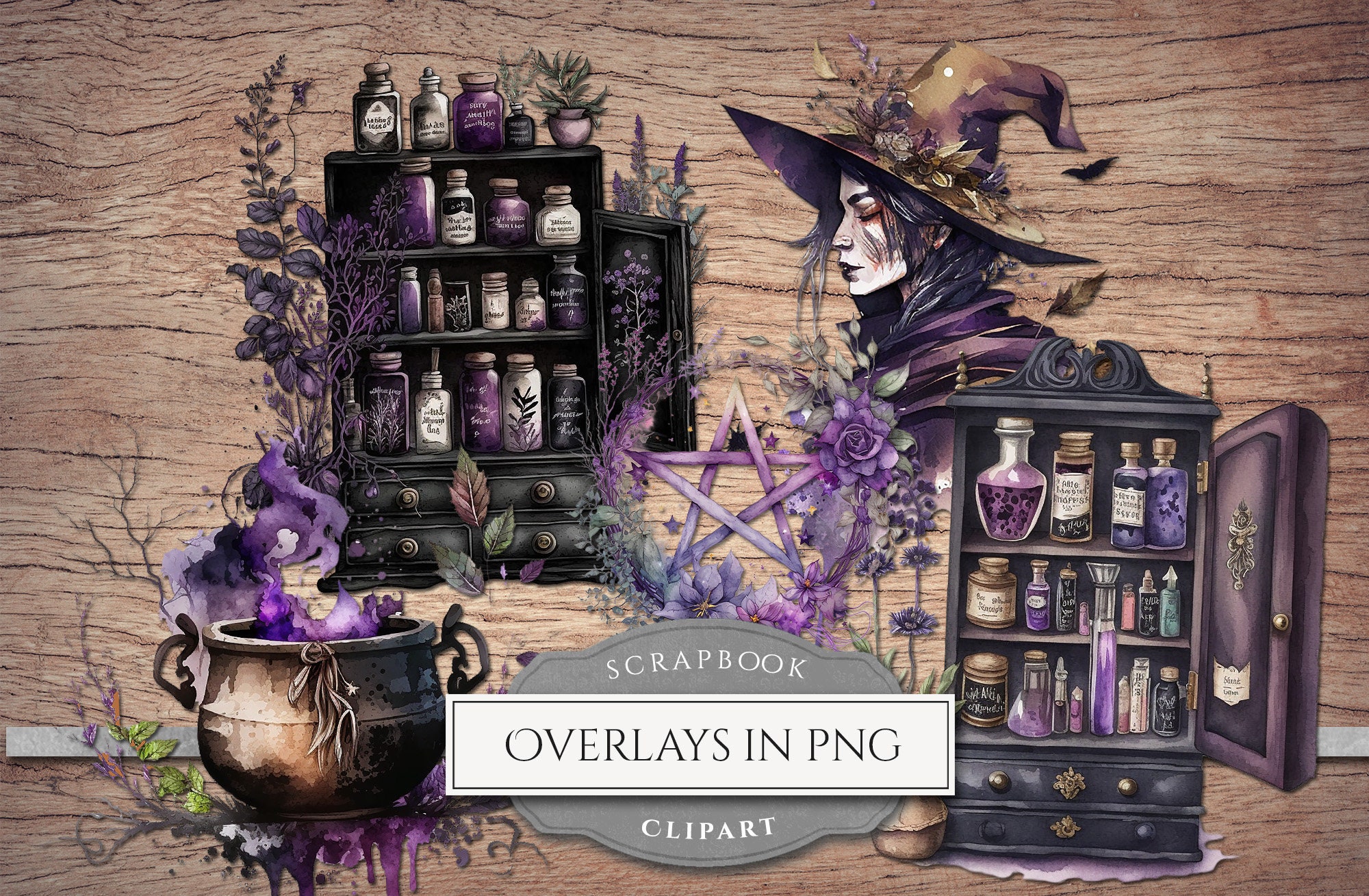 Witch Clipart in PNG and PDF Collage Sheets Magic - Etsy Canada