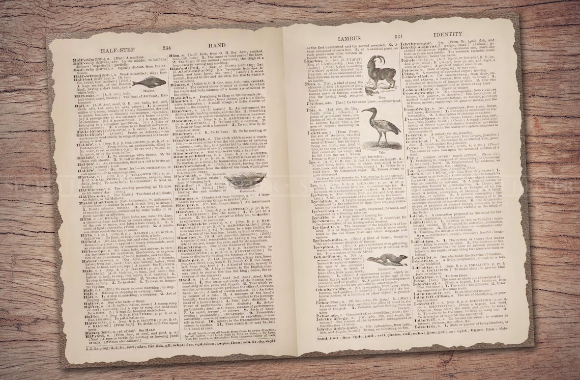 Old Dictionary Pages (printable JPG), Vintage Aged Digital Paper, Word ...