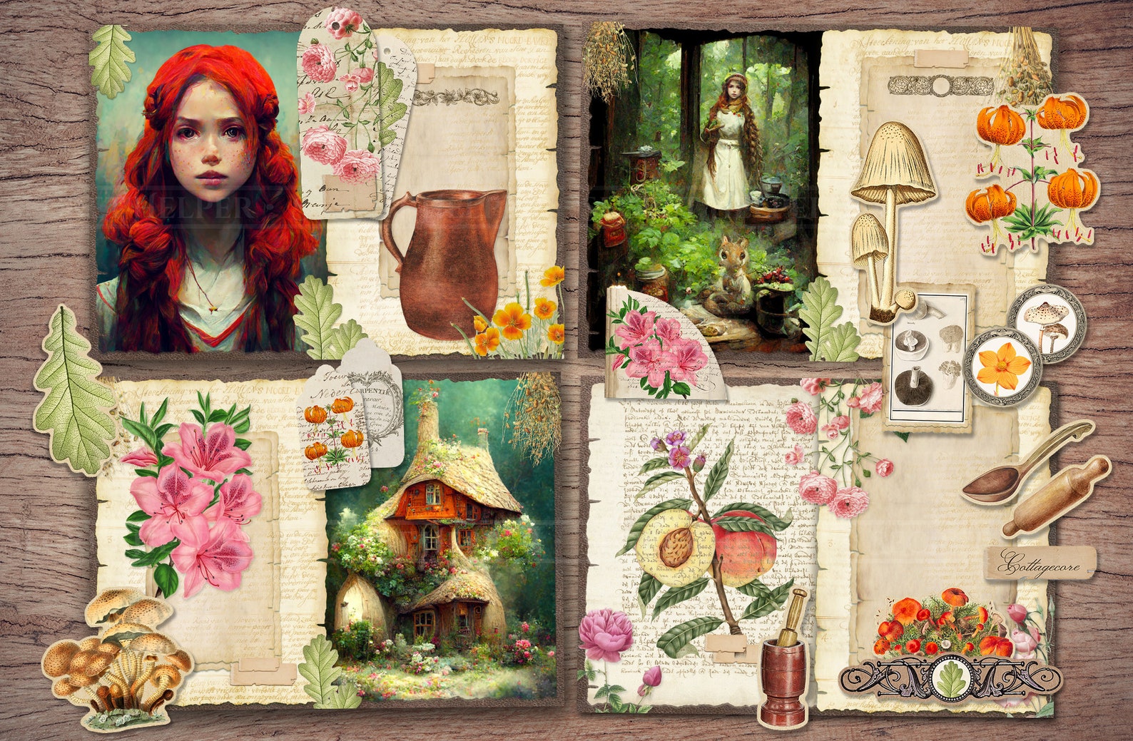 Cottagecore Junk Journal Kit printable JPG Pages With - Etsy