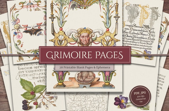 Printable Grimoire Pages 28 Pages & Ephemera in PDF JPG | Etsy