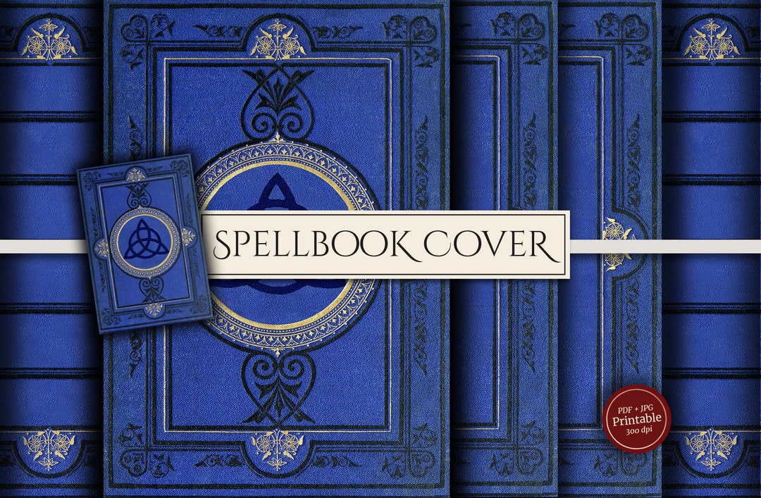 Printable Blue Spellbook Cover (PDF & JPG), for Book of Shadows, Witch ...