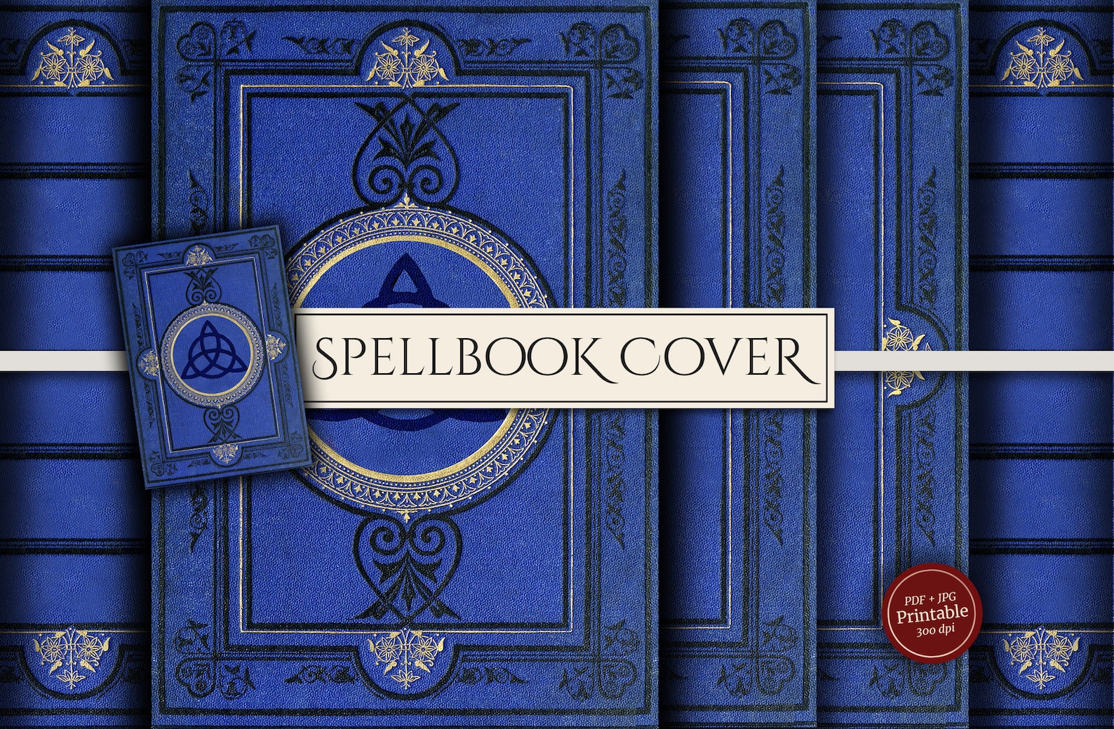 Printable Blue Spellbook Cover PDF & JPG for Book of | Etsy
