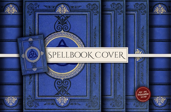 Printable Blue Spellbook Cover PDF & JPG for Book of | Etsy