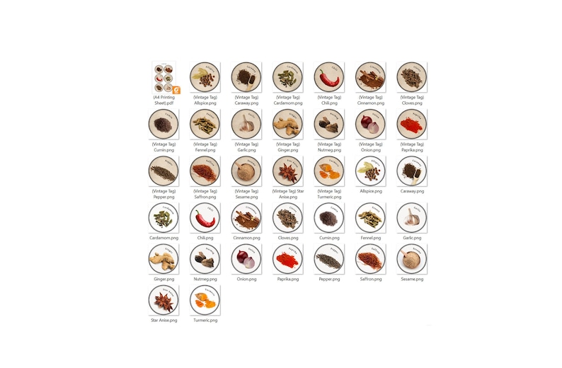 Printable Spice Labels PNG & PDF Sheets Seasoning Labels - Etsy
