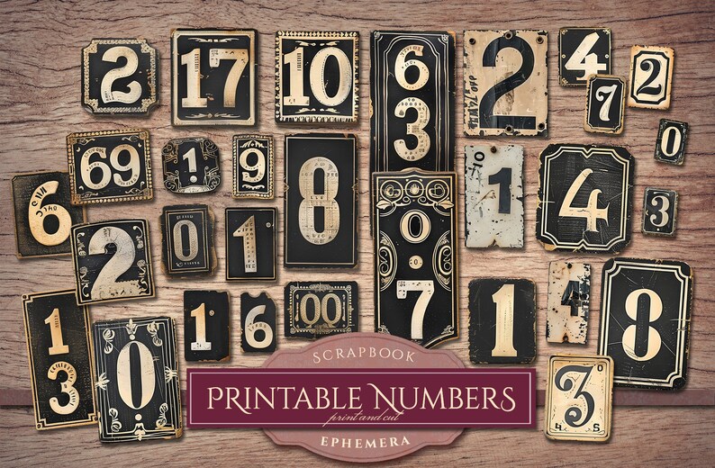 Printable Numbers (in JPG), Industrial Grunge, Vintage Styled Junk ...