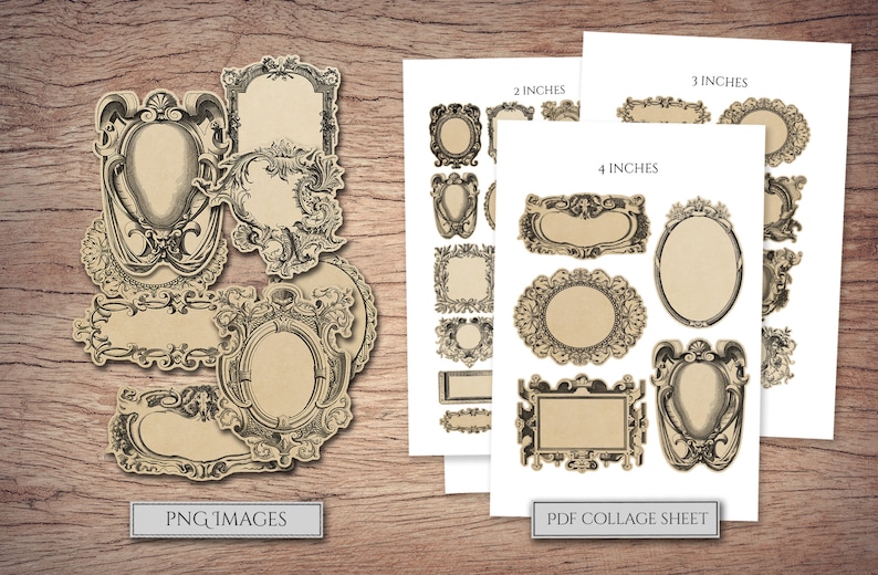 Printable Blank Labels (PNG & PDF Collage Sheets), Old Frame Tags for ...