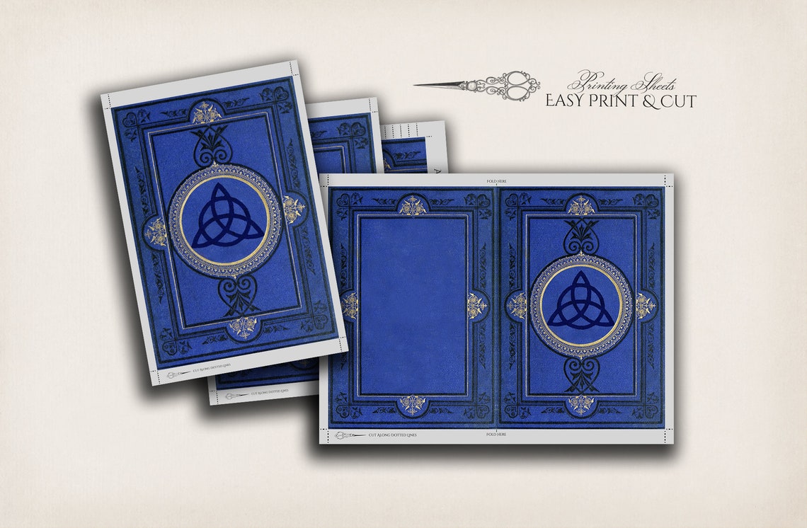 Printable Blue Spellbook Cover (PDF & JPG), for Book of Shadows, Witch ...