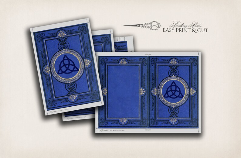 Printable Blue Spellbook Cover (PDF & JPG), for Book of Shadows, Witch ...