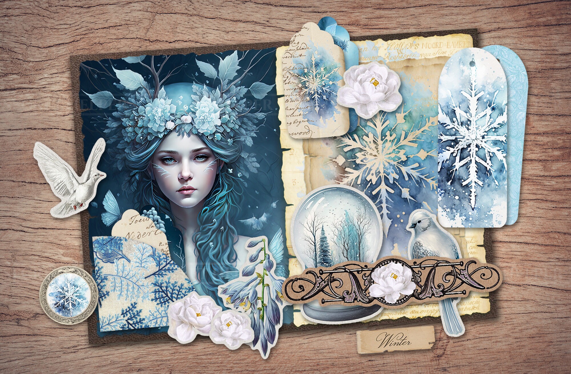 Winter Junk Journal (printable Kit With Cover, Pages, Ephemera, Tags ...