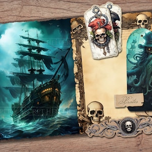 Pirates Junk Journal Kit (printable JPG Pages With Ephemera, Tags ...