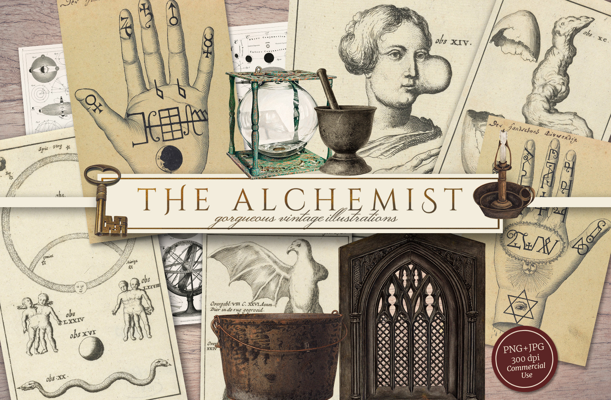 Alchemy Ephemera Pages & Clip Art PNG JPG Printable - Etsy