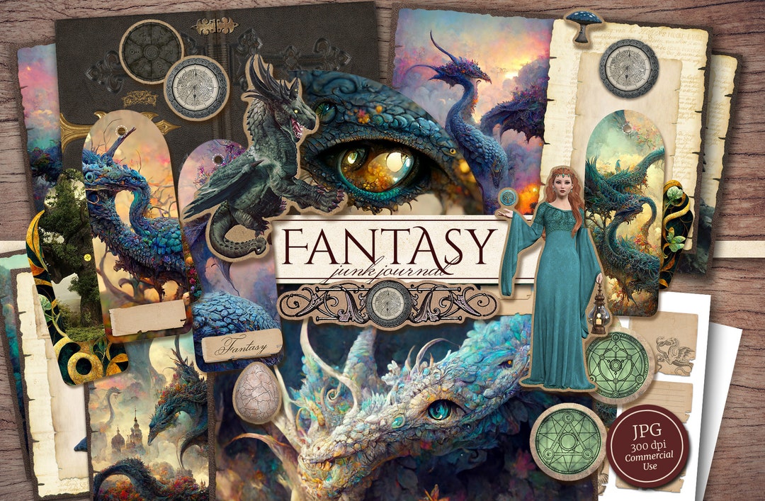 Fantasy Junk Journal Kit (printable JPG Pages With Ephemera, Cover ...