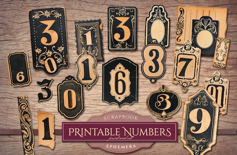 Printable Numbers (in JPG), Industrial Grunge, Vintage Styled Junk ...