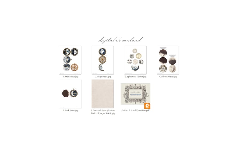 Moon Compass Folio Kit (printable JPG Pages With Ephemera), Night ...