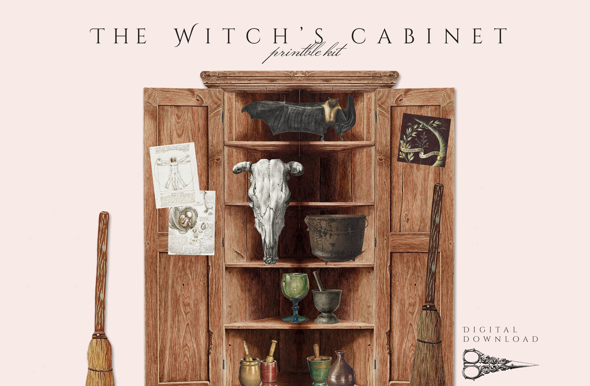 Printable Witch's Cabinet Kit JPG Sheets DIY Cabinet of - Etsy