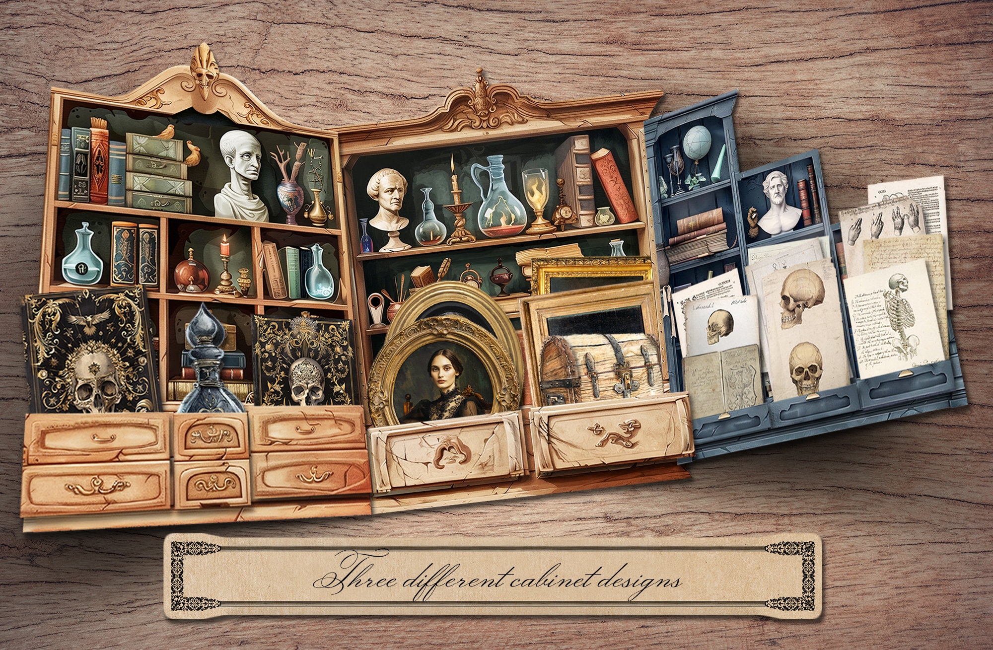 Dark Academia Folio Kit (printable JPG Pages With Ephemera), Cabinet of ...