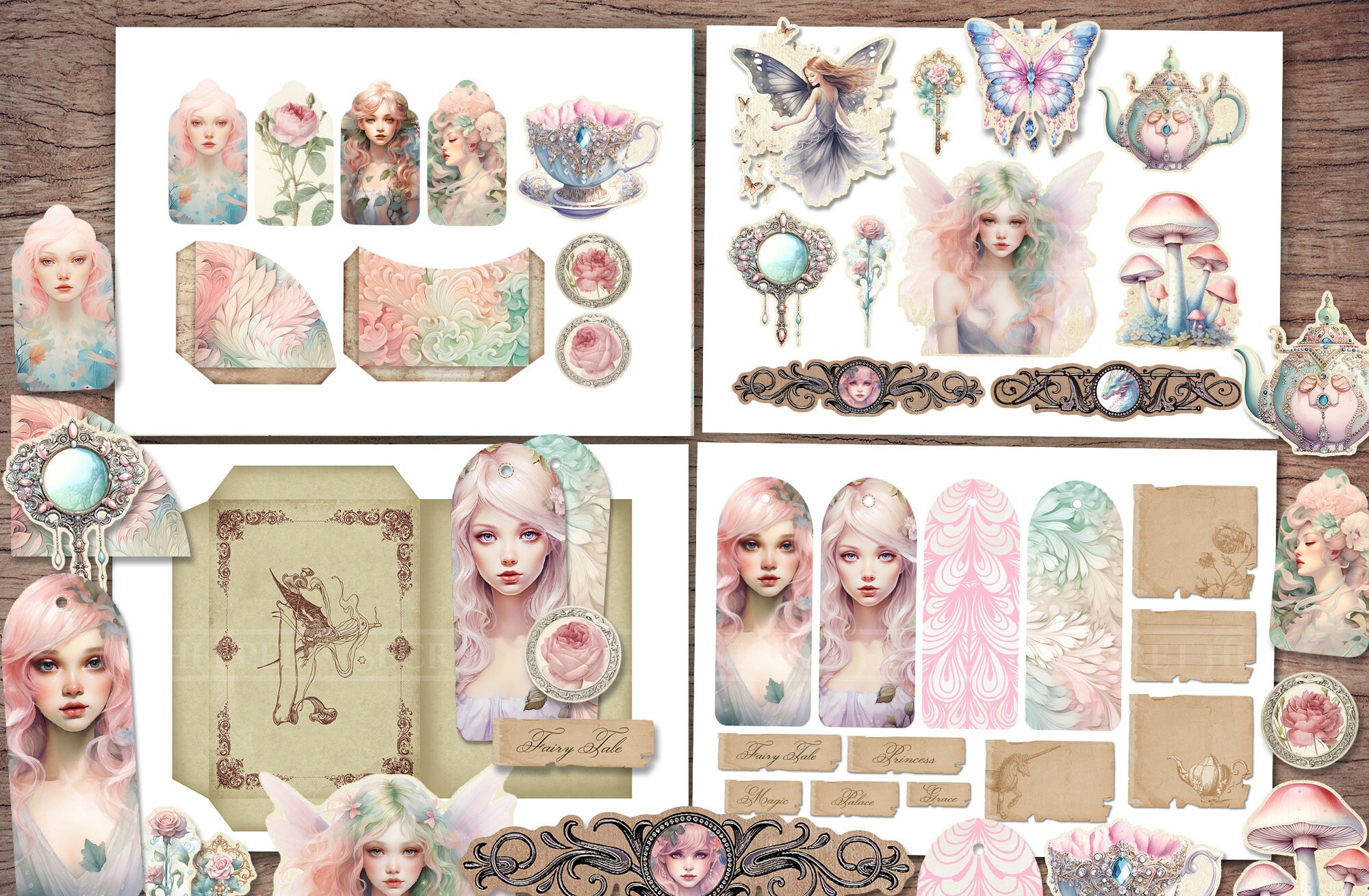 Fairy Tale Junk Journal Kit (printable JPG Pages With Ephemera, Tags ...
