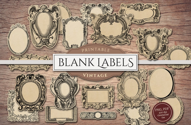 Printable Blank Labels PNG & PDF Collage Sheets Old Frame - Etsy Australia