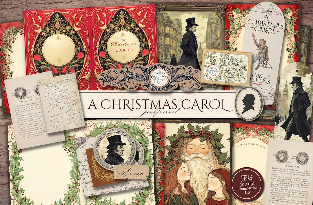 A Christmas Carol Junk Journal Kit (printable JPG Pages With Ephemera ...